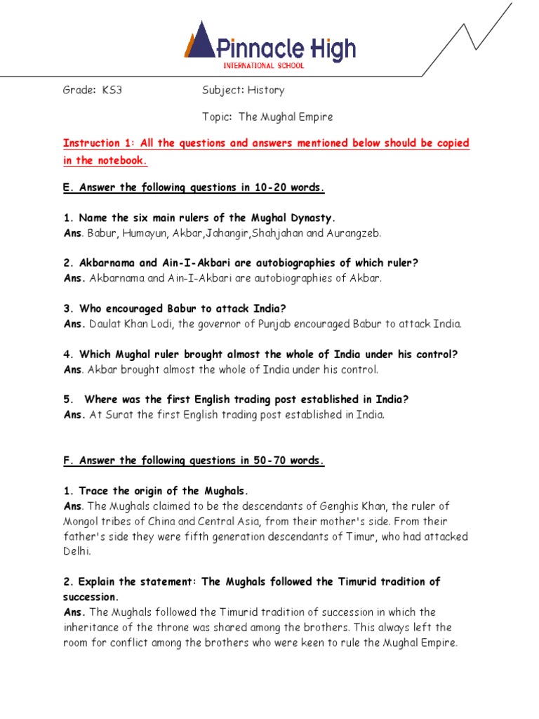 KS3 History: The Mughal Empire | PDF | Mughal Empire | Timurid Dynasty