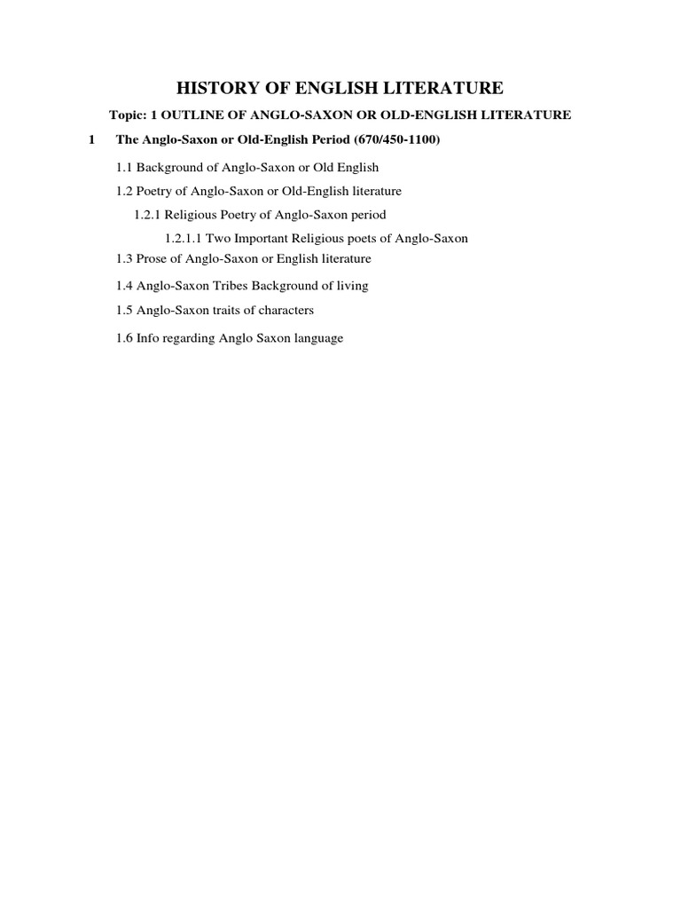 History of English Literature | PDF | Anglo Saxons | Poetry