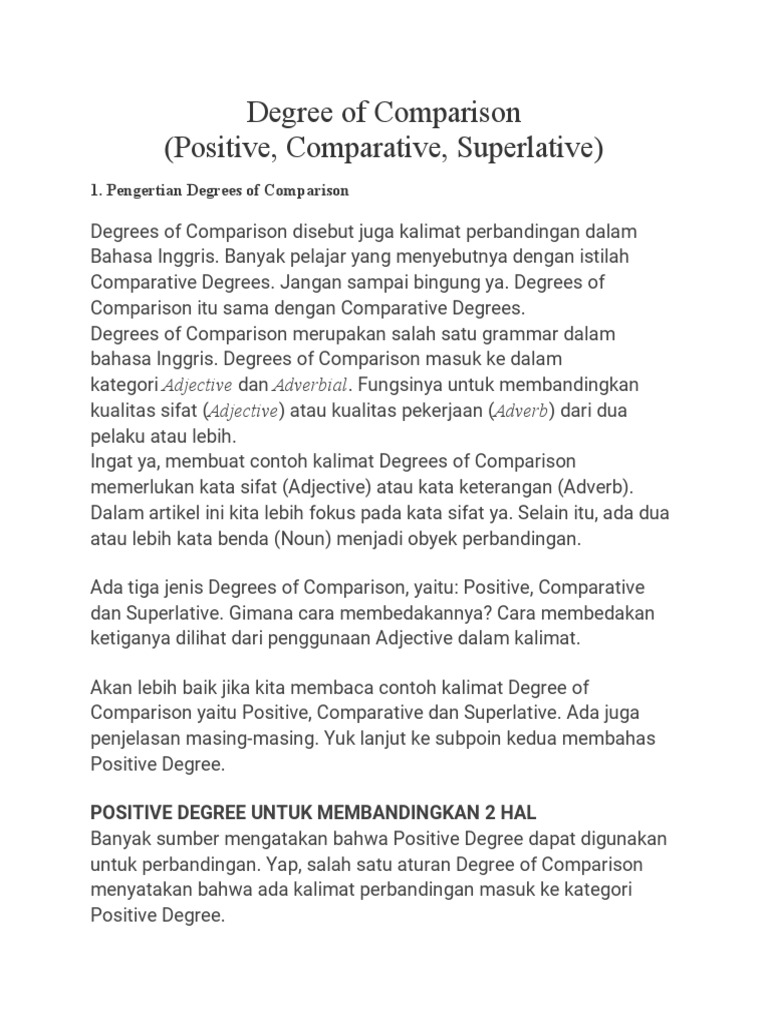 Contoh Kalimat Degree of Comparison | PDF