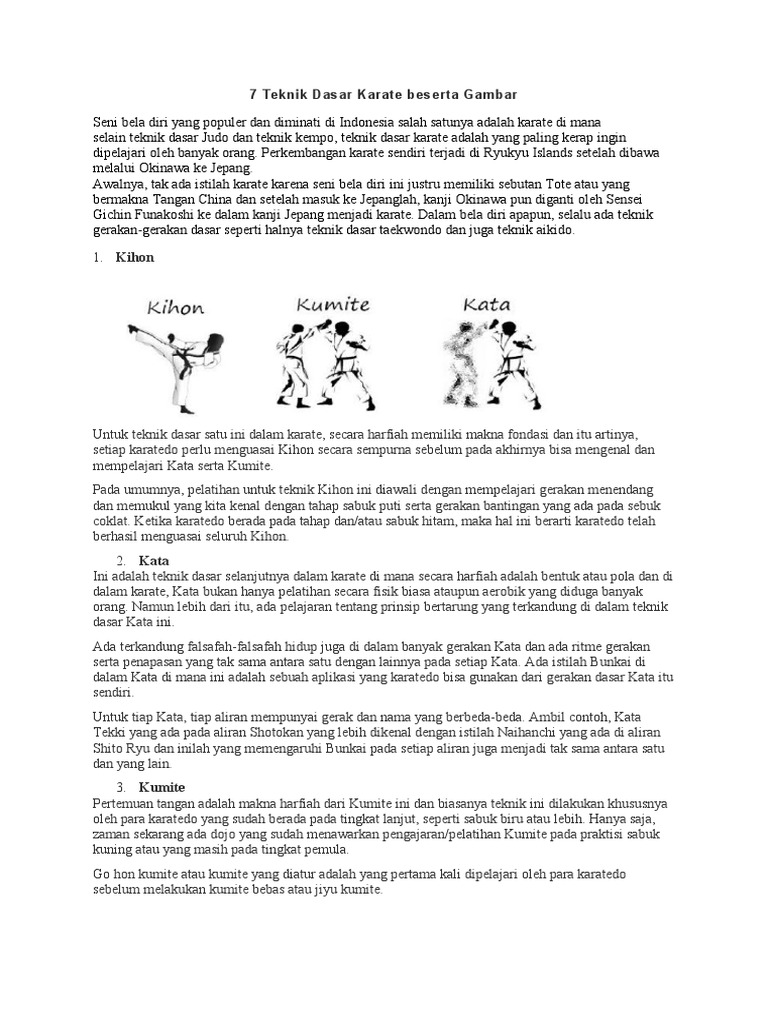 7 Teknik Dasar Karate Beserta Gambar | PDF