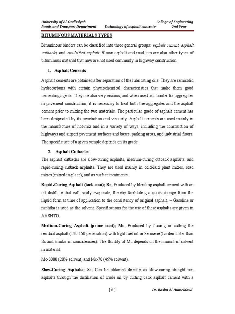 Bituminous Materials: A Guide to the Types and Properties of Asphalt ...