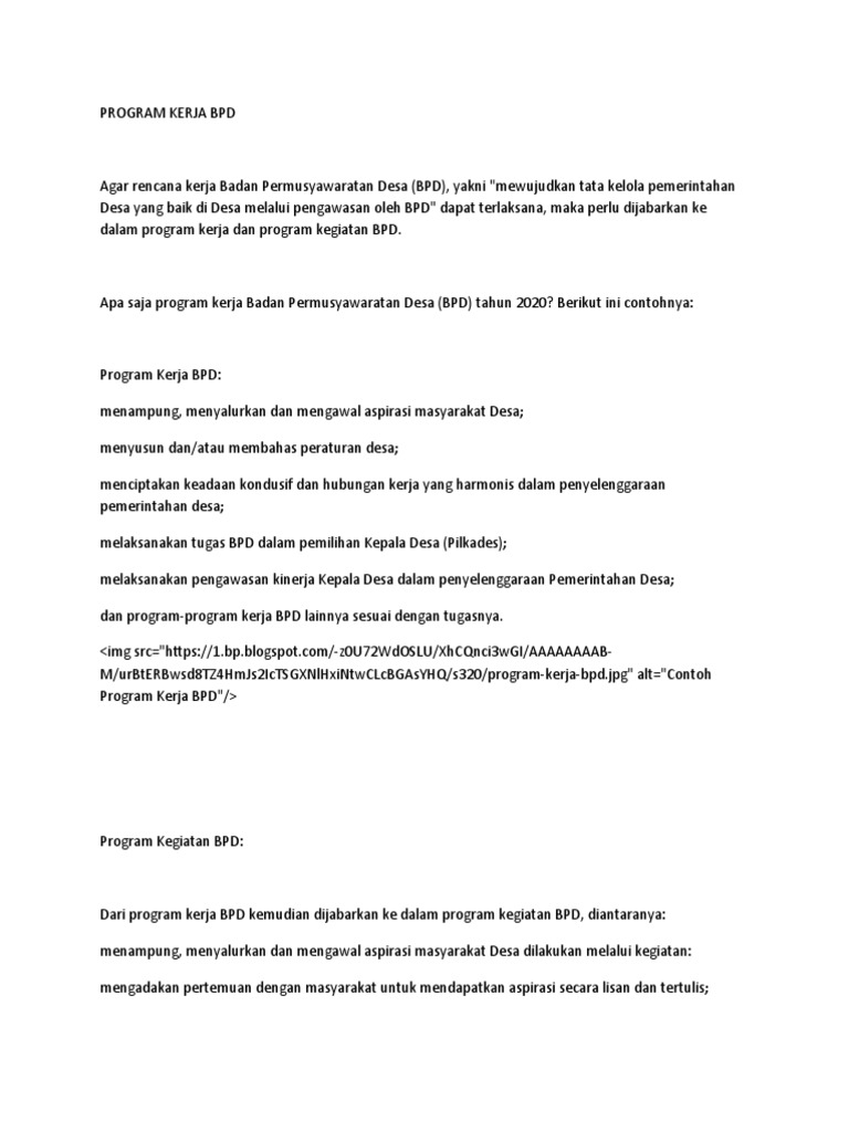Rencana Kerja BPD | PDF