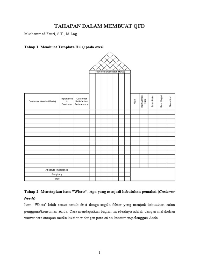 Tahapan Dalam Membuat QFD | PDF