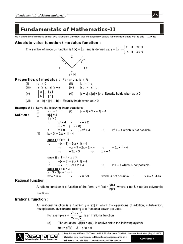 Fundamentals of Mathematics II Theory | PDF