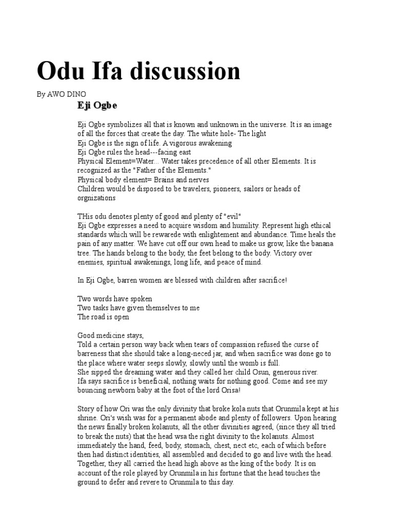 The Blessings and Wisdom of Eji Ogbe: Insights from Ifa Divination ...