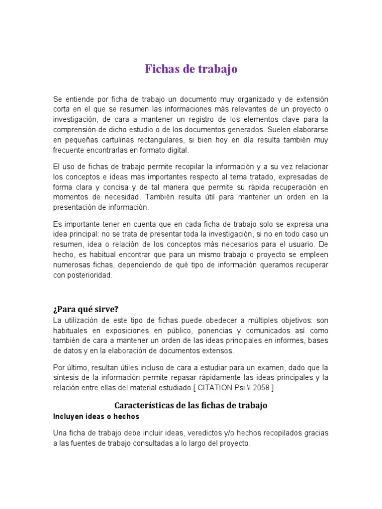 Fichas De Trabajo Sobre Los Documentos Fundacionales