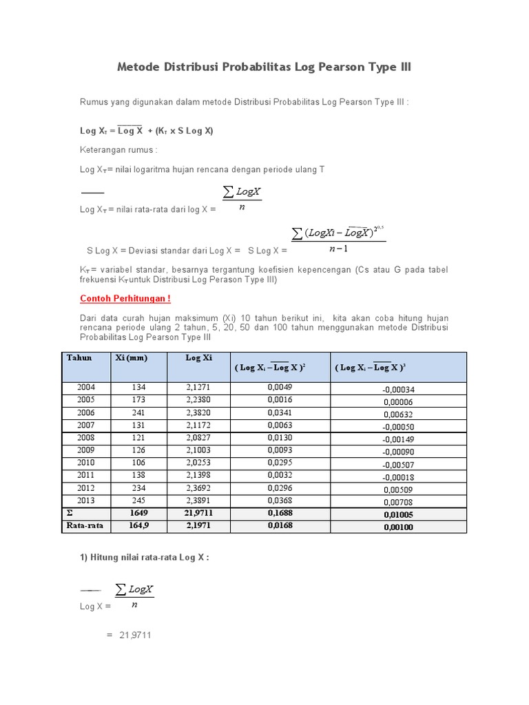 Distribusi Log Pearson Type Iii | PDF
