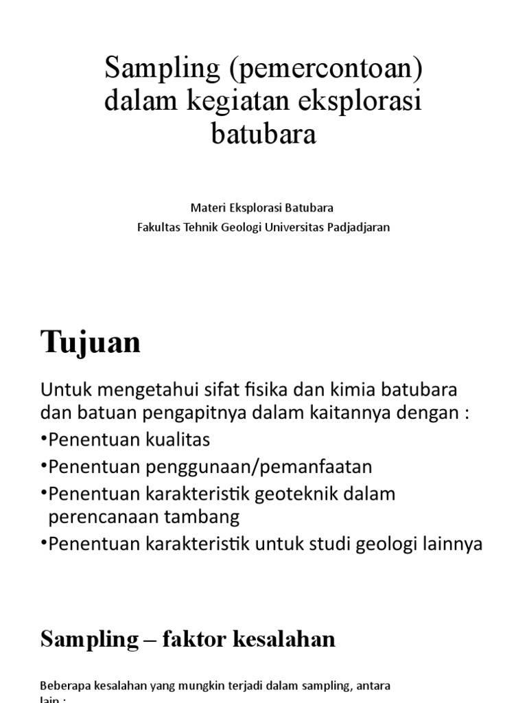 Sampling Dalam Kegiatan Eksplorasi Batubara | PDF
