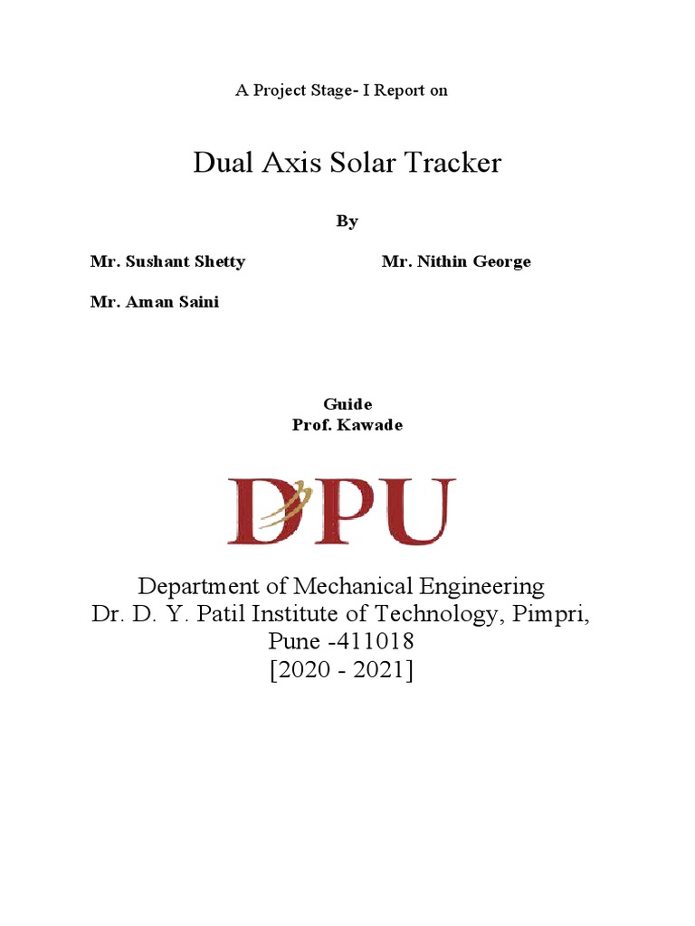 Dual Axis Solar Tracker Project Report | PDF | Photovoltaics | Solar Energy