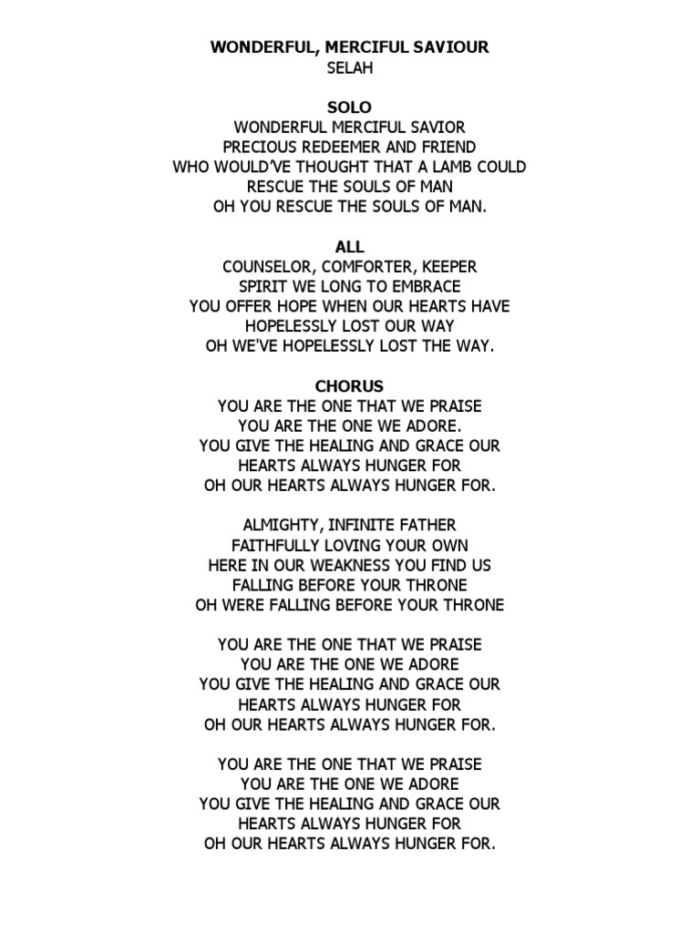 Wonderful Merciful Savior | PDF