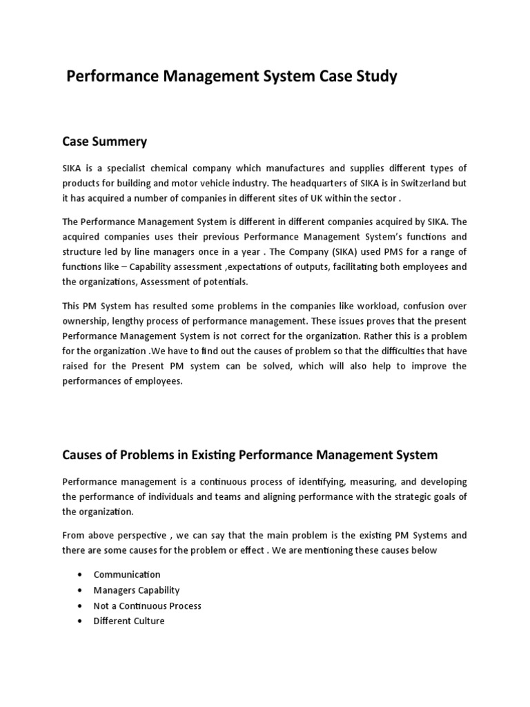 Performance Management System Case Study Assignment 1 | PDF ...