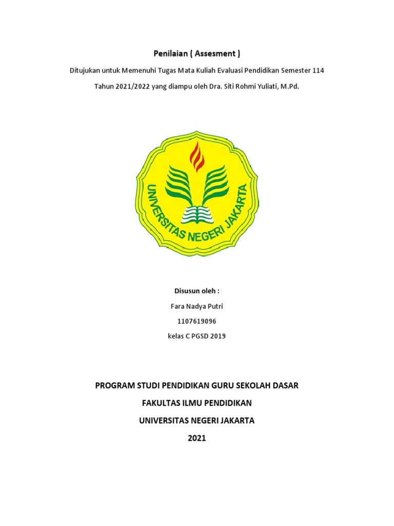 Fara Nadya Putri - 1107619096 - Penilaian | PDF | Karier & Perkembangan