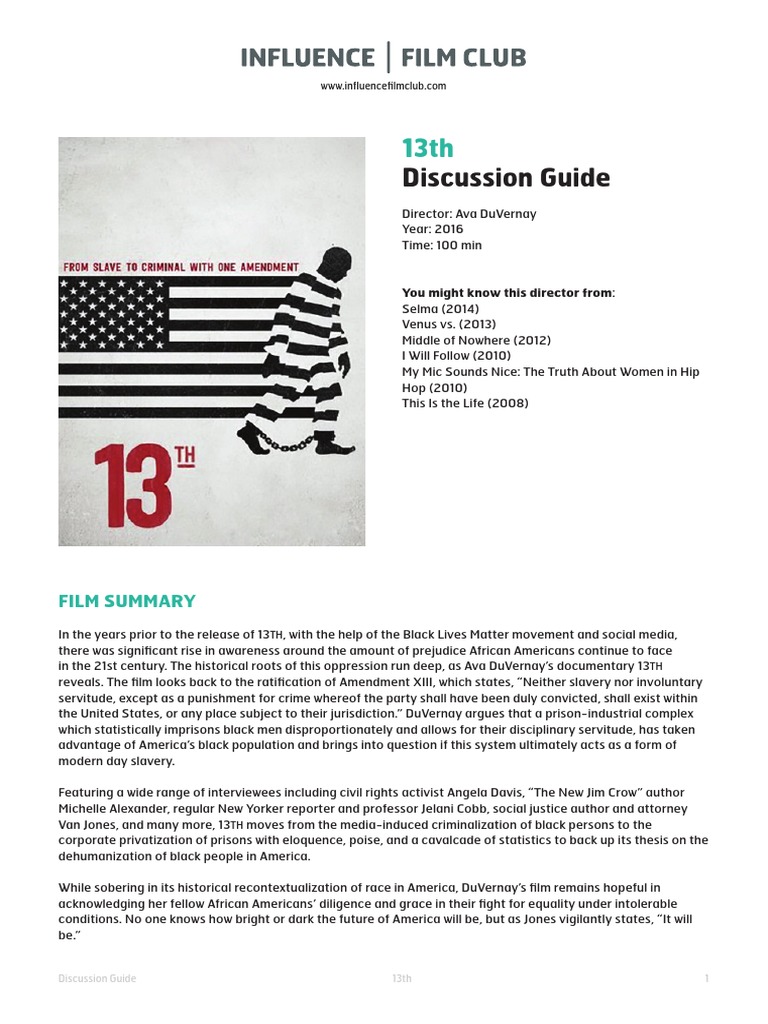 13th Discussion Guide | Download Free PDF | Incarceration In The United ...