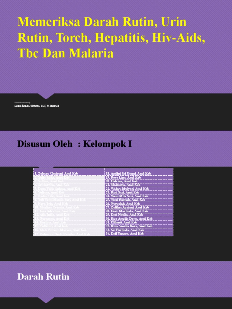 Memeriksa Darah Rutin, Urin Rutin, Torch | PDF