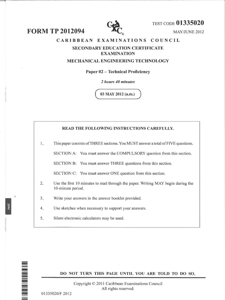 Mech-Tech Past Paper | PDF
