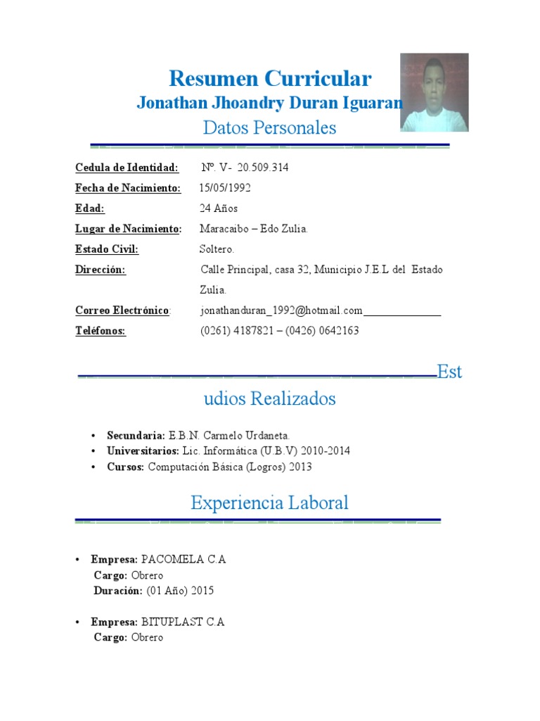 Curriculum JONATHAN | PDF