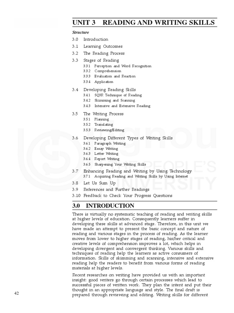 Unit 3 Reading and Writing Skills: Structure | PDF | Reading ...