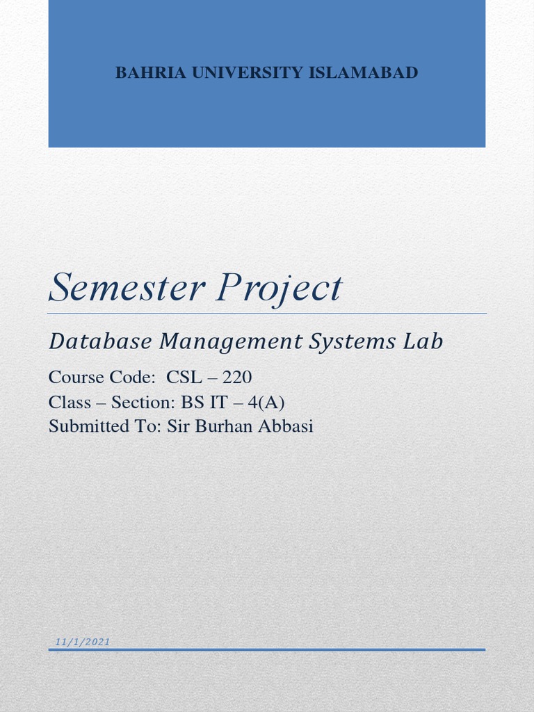Semester Project: Database Management Systems Lab | PDF | Relational ...