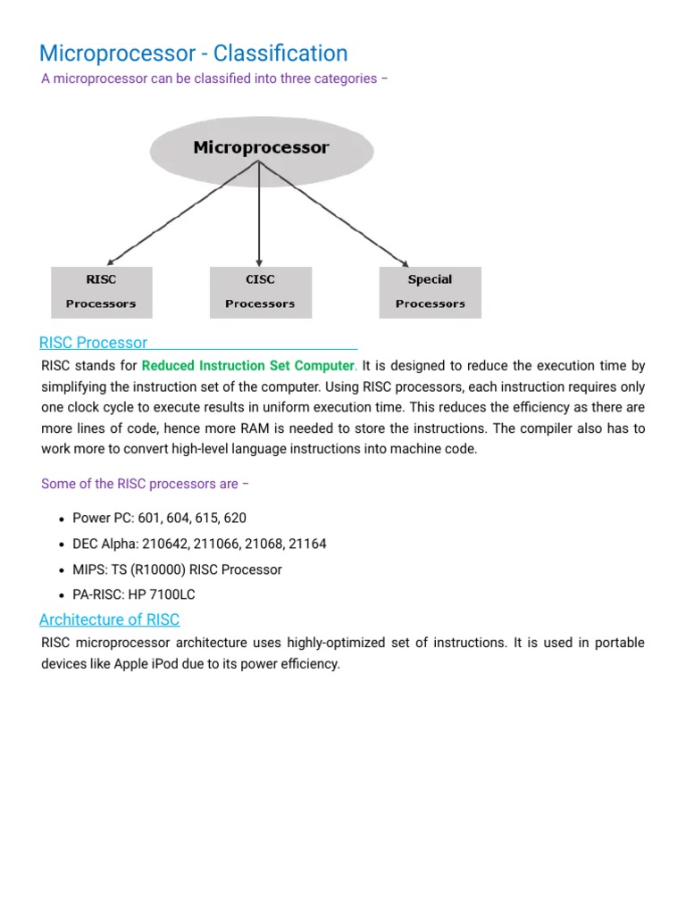 Microprocessor Classification | PDF | Digital Signal Processing ...
