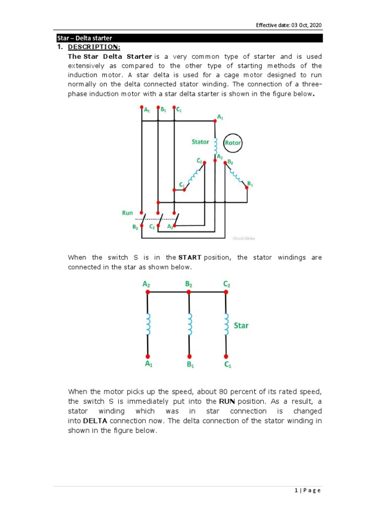 Star-Delta Starter Guide | PDF | Electric Motor | Electrical Components