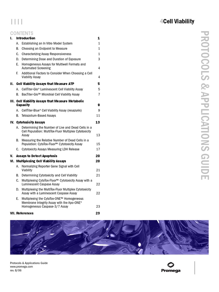 Cell Viability: Protocols & Applications Guide Rev. 8/06 | PDF ...