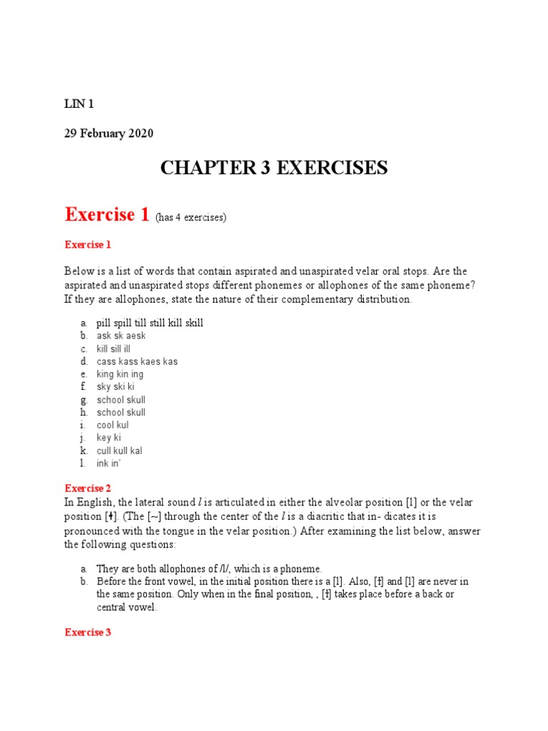 Phonology Exercises and Processes | PDF | Phoneme | Phonology