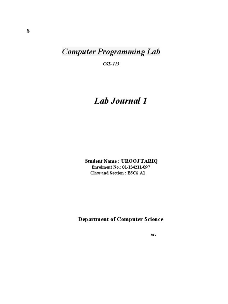 Computer Programming Lab | Download Free PDF | Namespace | Compiler