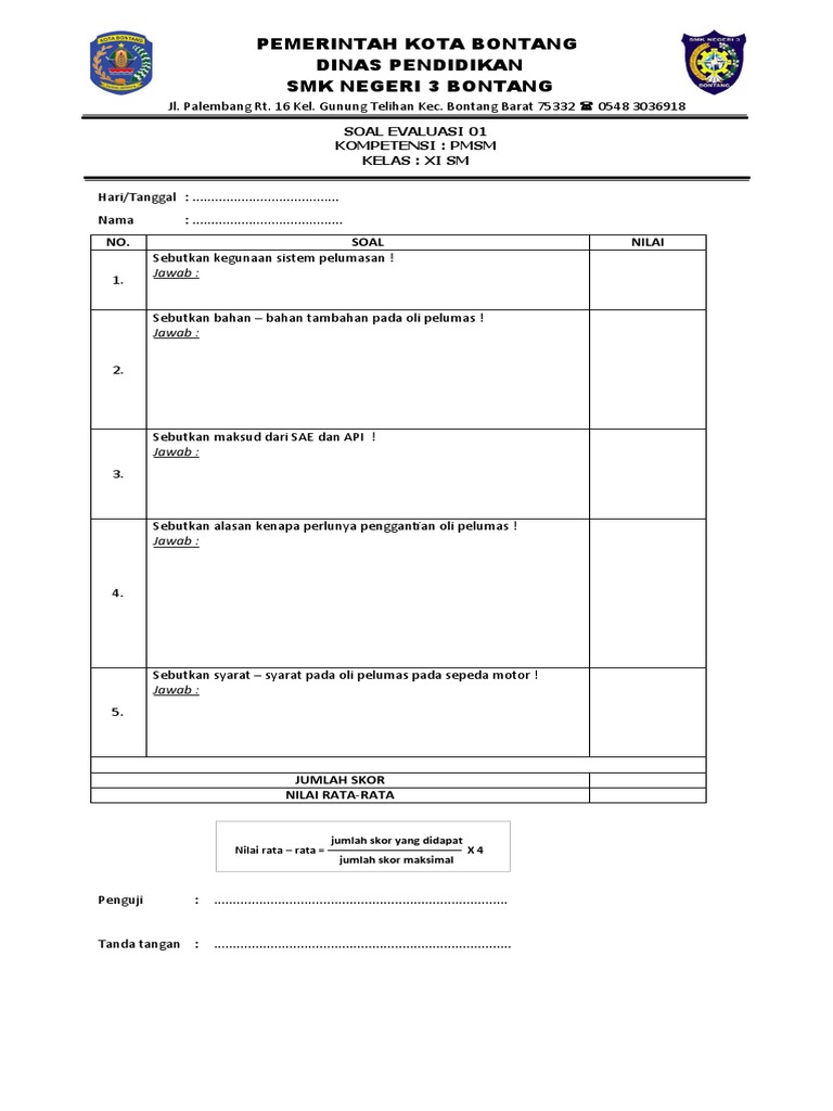 Soal Evaluasi PSMS - 1 XI | PDF