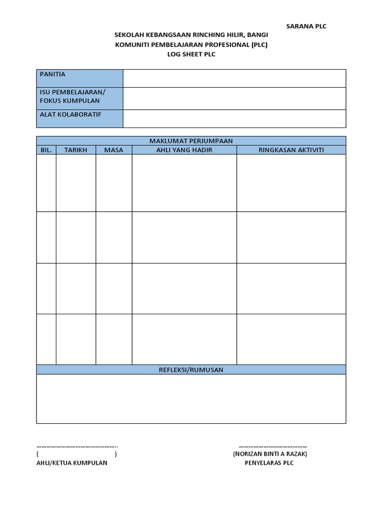 Sarana PLC Log Sheet SKRH | PDF