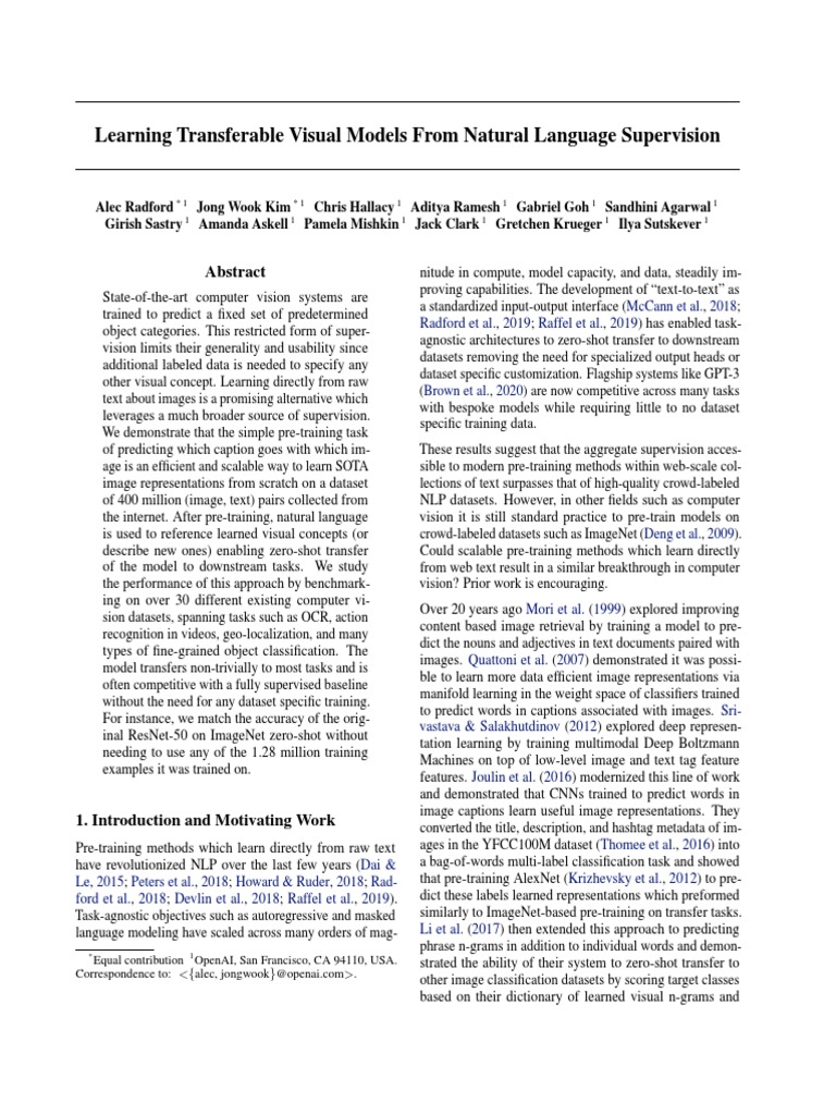 Learning Transferable Visual Models From Natural Language Supervision ...