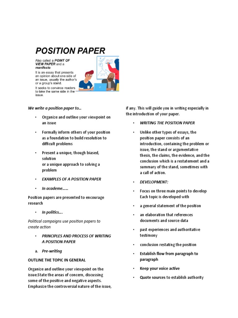 We Write A Position Paper To : Political Campaigns Use Position Papers ...