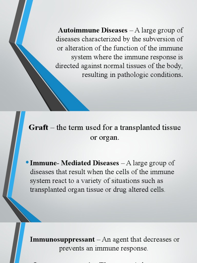 Autoimmune diseases and immunosuppressant drugs overview | PDF ...