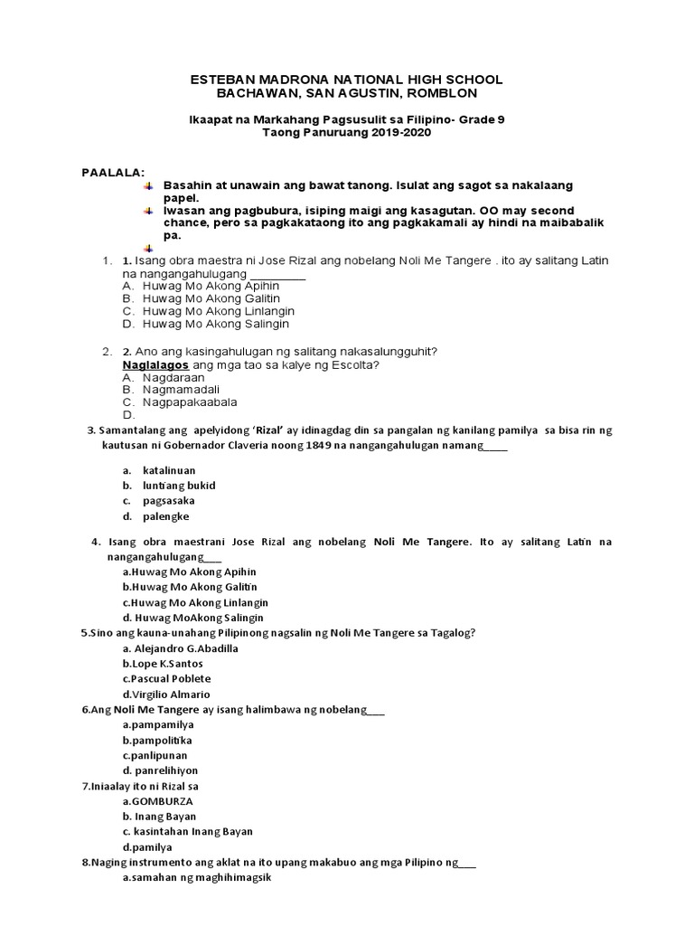 Filipino Grade 9 | PDF