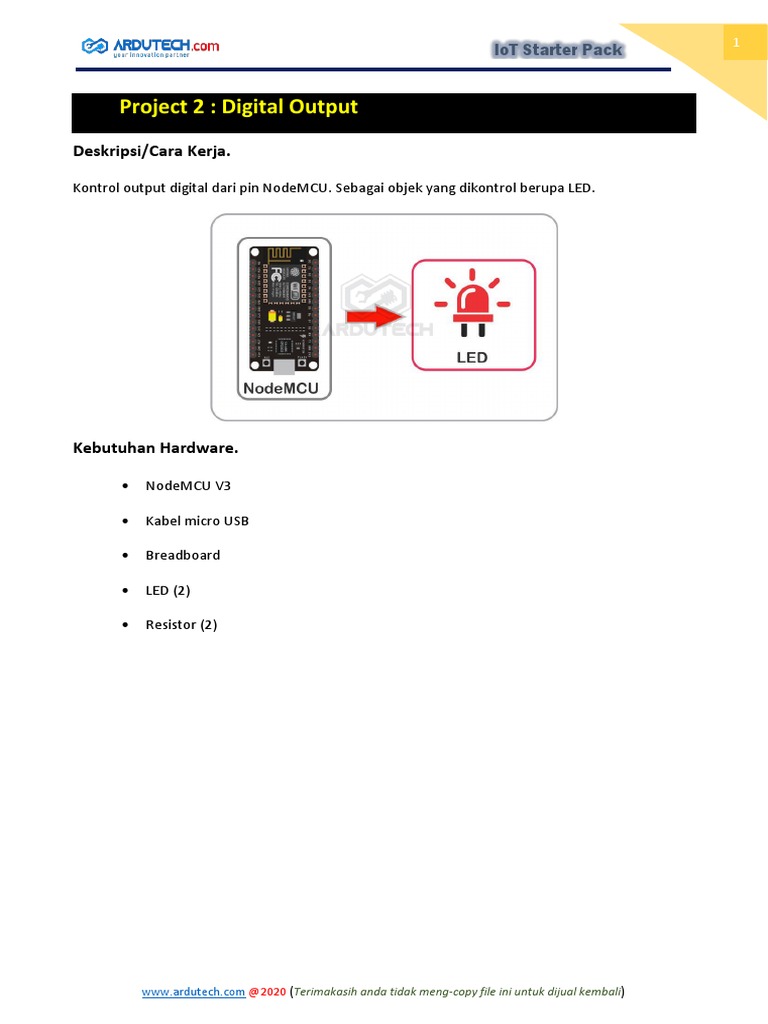 Panduan Proyek IoT: Digital Output | PDF | Komputer