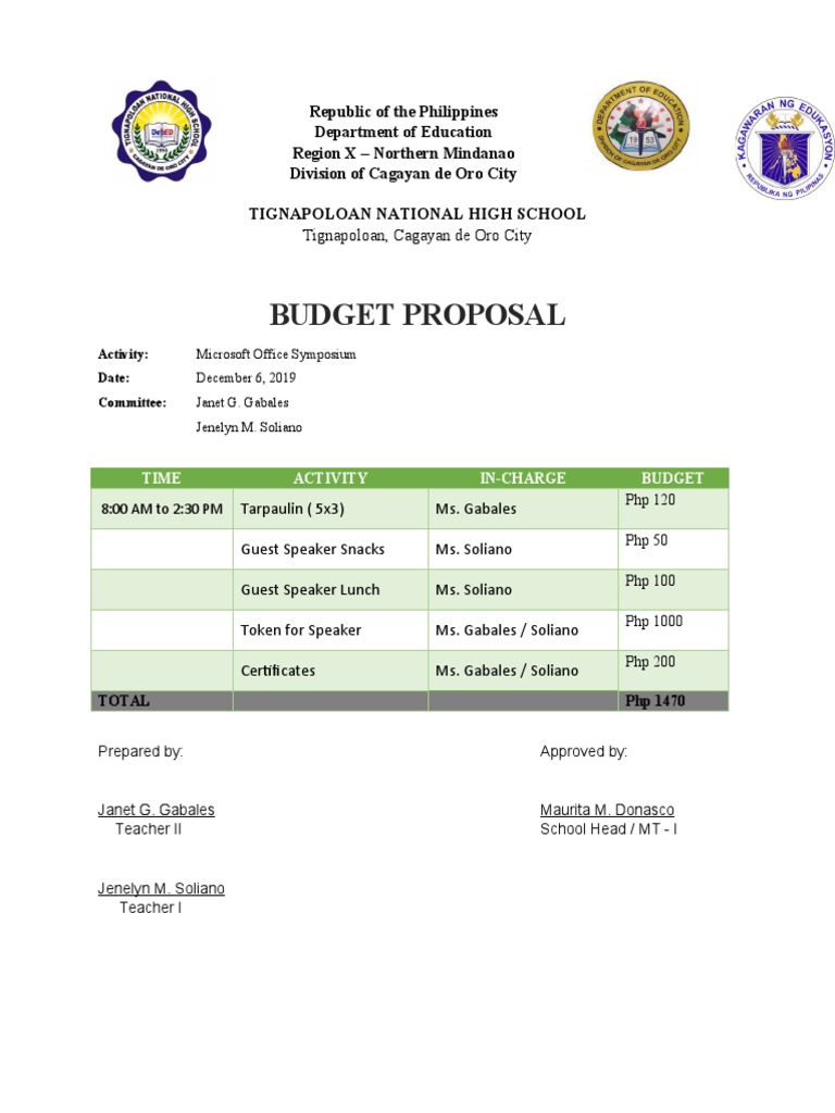 Sample Budget Proposal | PDF