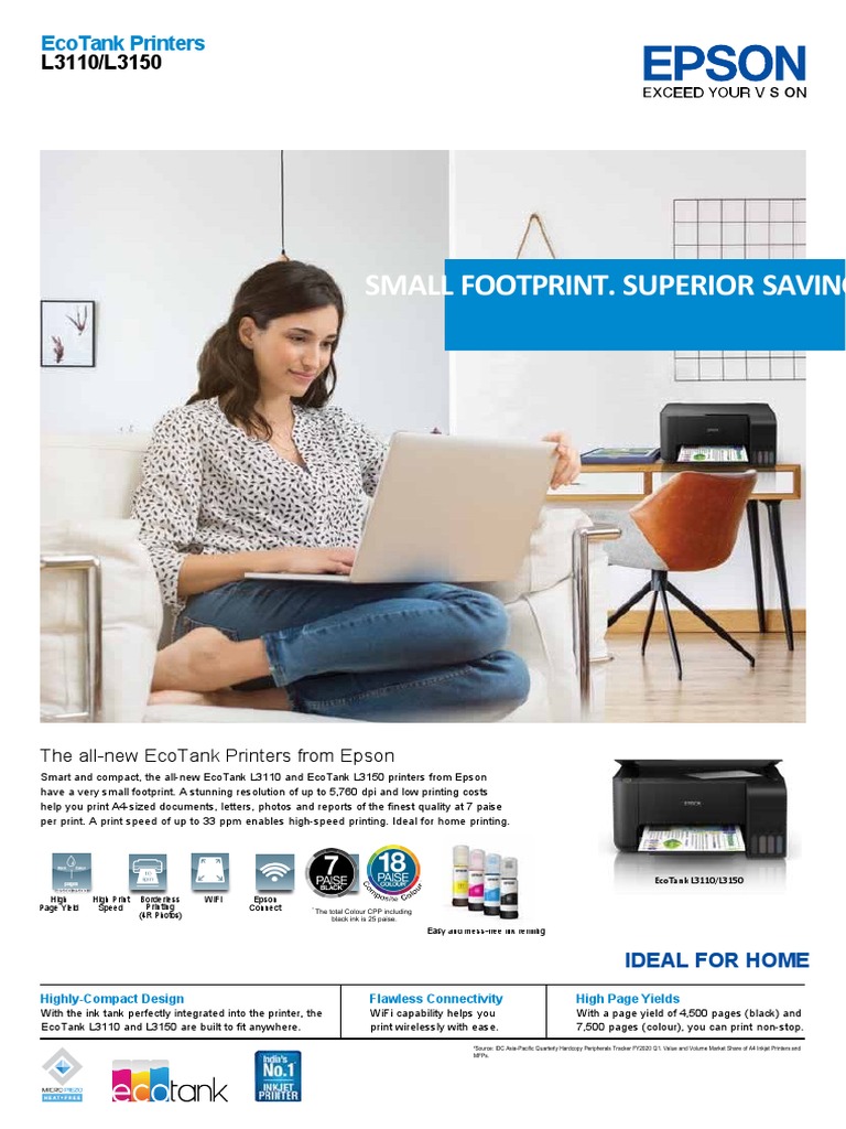 Small Footprint. Superior Savings.: Ecotank Printers | PDF | Image ...