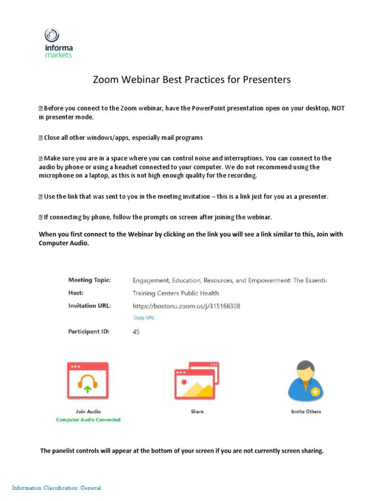 Zoom Webinar Best Practices For Presenters | PDF | Web Conferencing ...