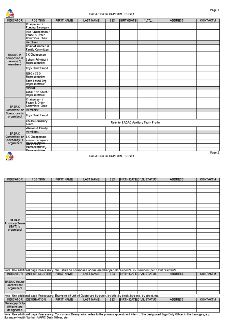 4-Badac Data Capture Forms | PDF
