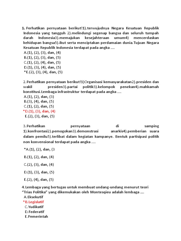 Latihan Soal PPKN Kelas XII Tahun 2021 | PDF