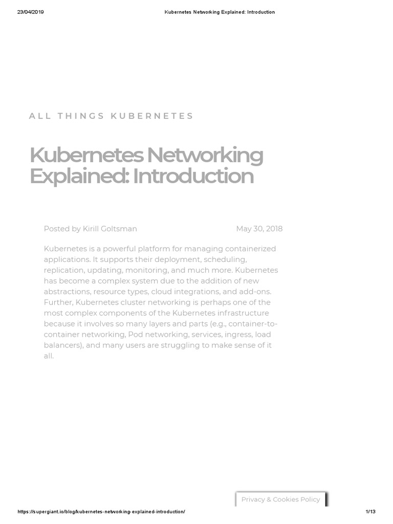Kubernetes Networking Explained - Introduction | PDF | Computer Network ...