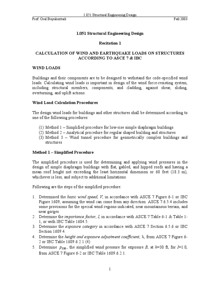 Calculation of Wind and Seismic Loads | PDF | Technology & Engineering