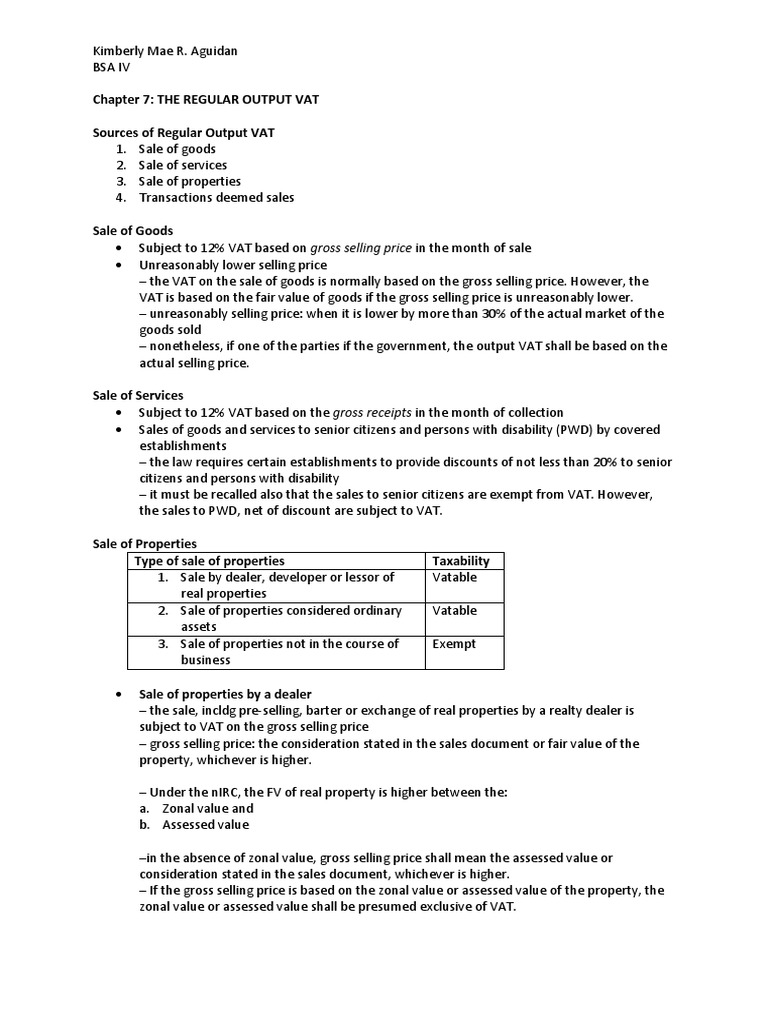 Understanding Output VAT in the Philippines | PDF | Value Added Tax ...