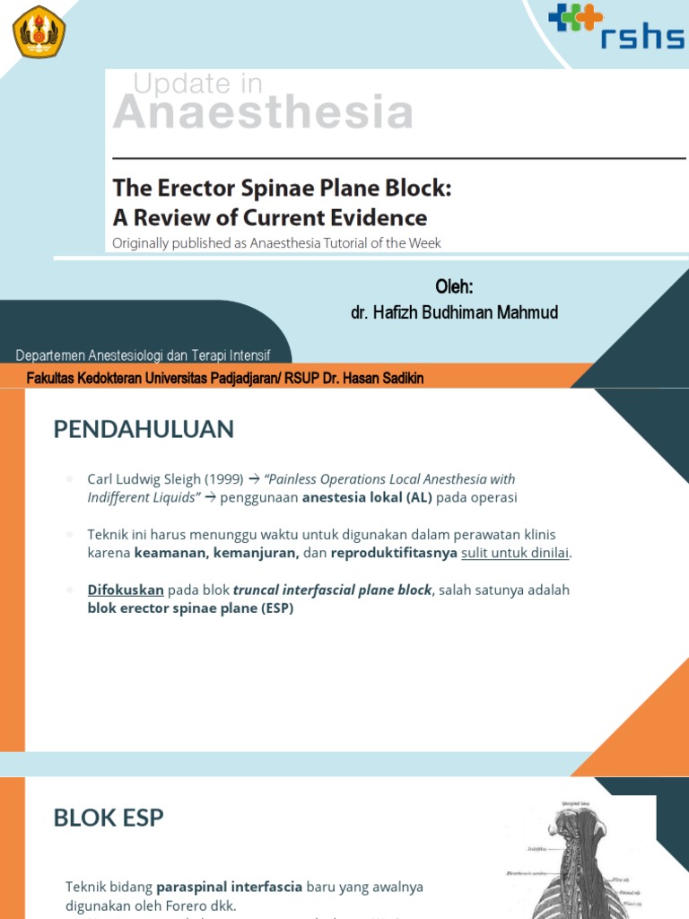The Erector Spinae Plane Block | PDF