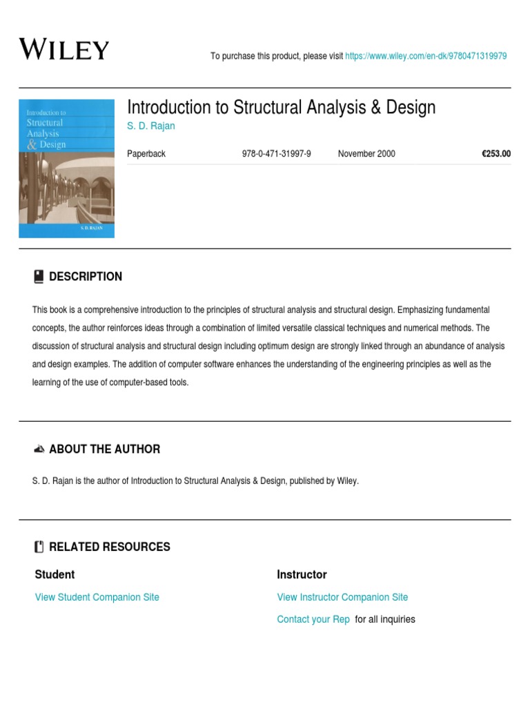 Wiley - Introduction To Structural Analysis & Design - 978-0-471-31997 ...