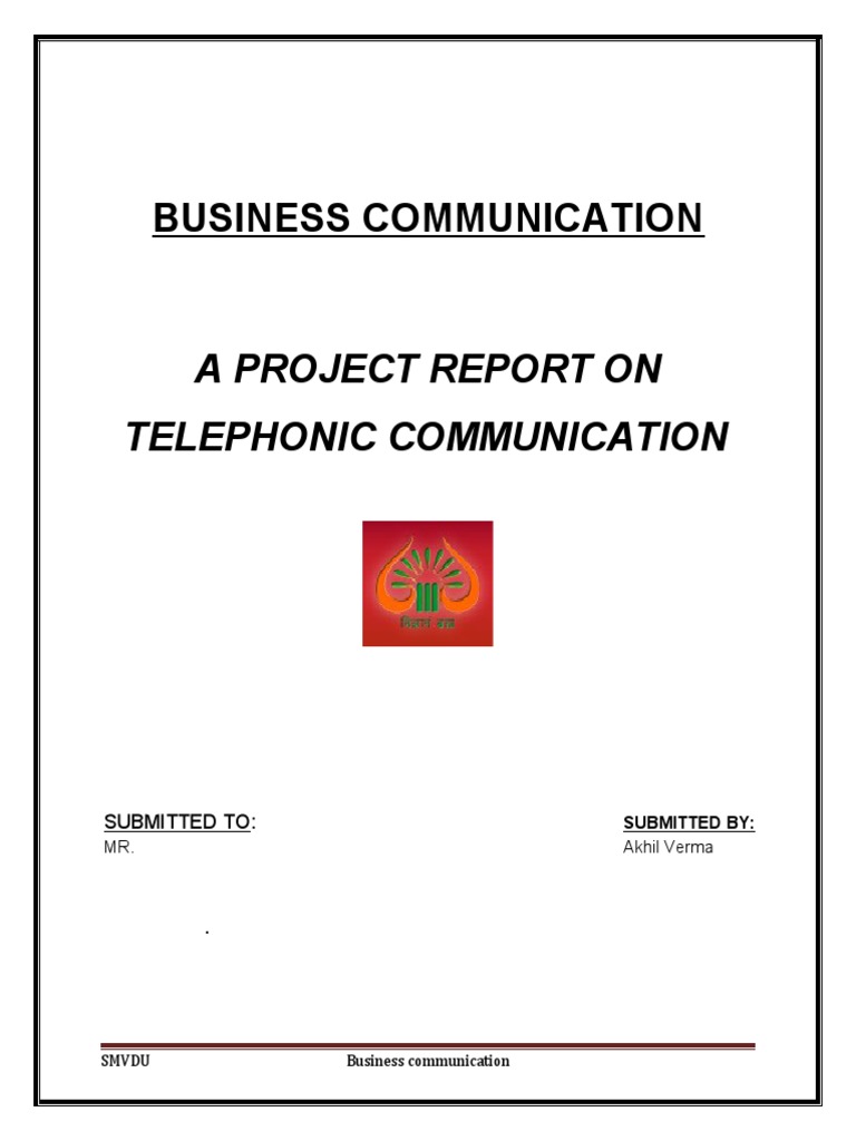 Business Communication: A Project Report On Telephonic Communication ...
