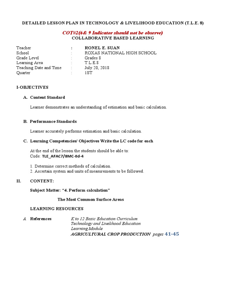 4a's Lesson Plan For Demo # 2 | PDF