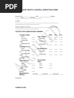 Traffic Control Inspection Form | PDF | Traffic | Sidewalk