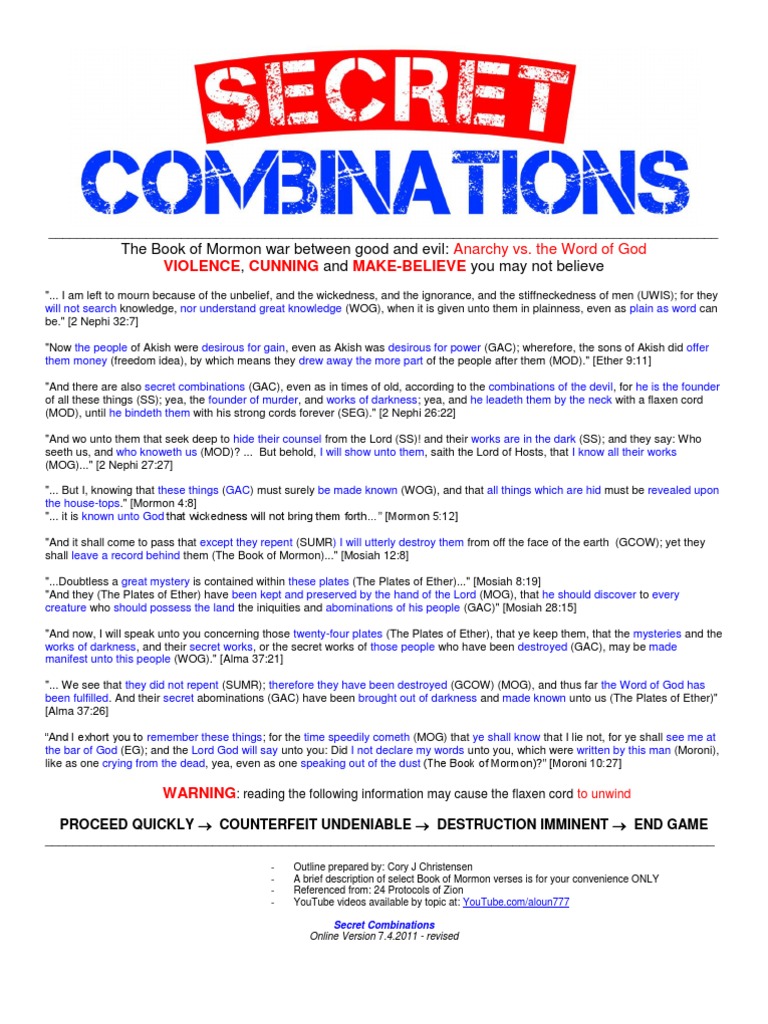 Secret Combinations | PDF | Book Of Mormon | Devil