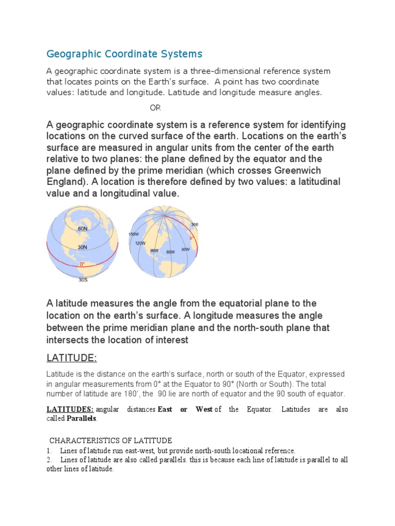 Geographic Coordinate Systems | PDF | Latitude | Longitude