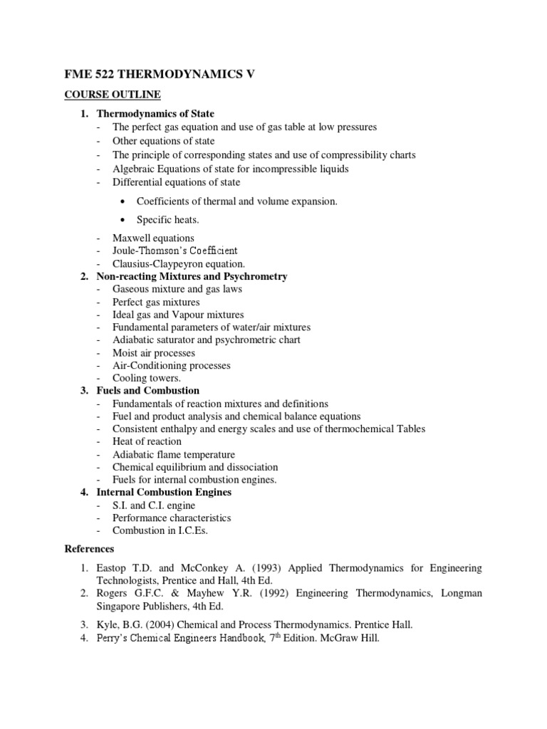 Thermodynamics V Course Outline | PDF | Thermodynamics | Heat